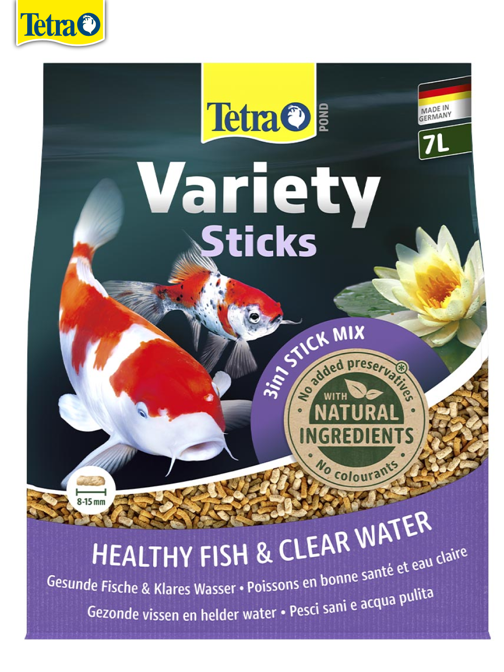 Корм Tetra Pond Variety Sticks, для рыб, сухой, 7 л, биодоступные компоненты