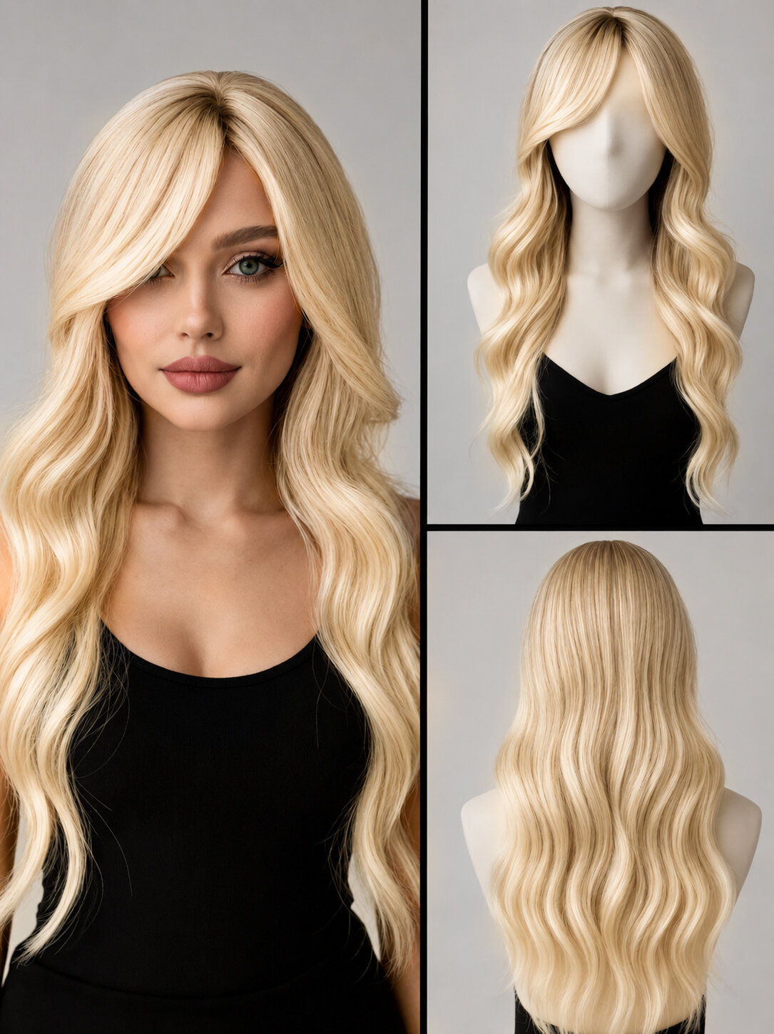 Женский парик HAIR COLLECTION имитация натуральных волос, длинные волосы, с челкой, блонд, 70 см