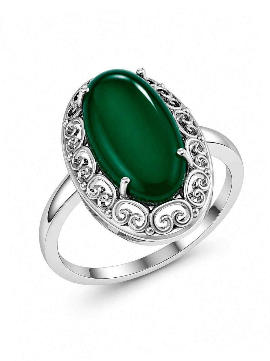 Кольцо ZLATBERRY, серебро, 925 проба, родирование, хризопраз