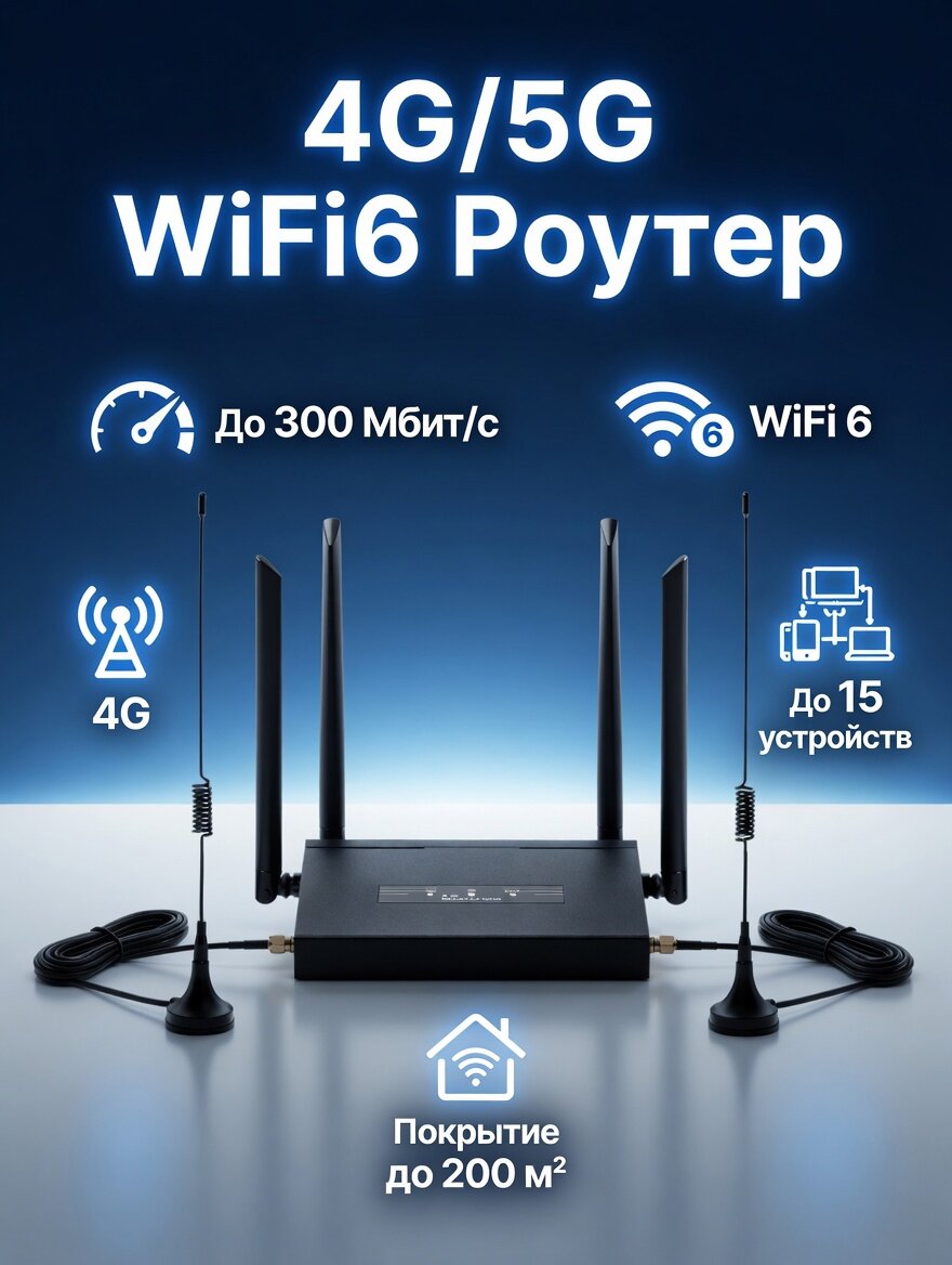 4g модем WiFi роутер с сим картой, 4 антенны + 2 усиленные , R611E Pro металический корпус