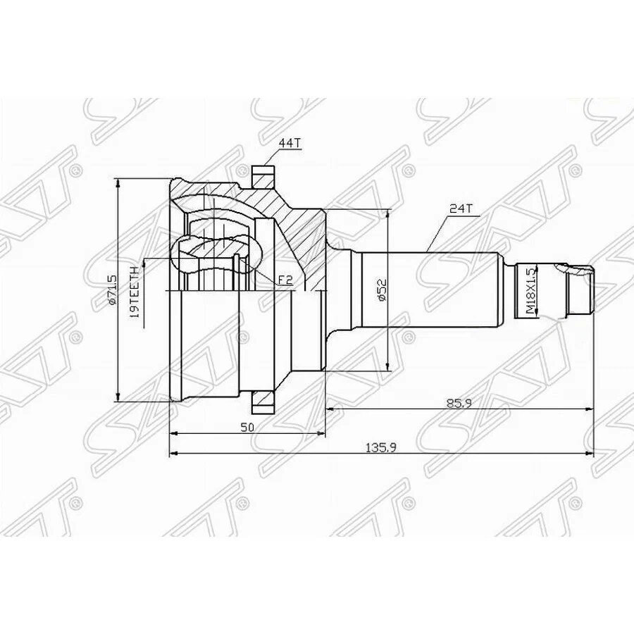 Шрус передний наружный SAT MA-14A44 Mazda Demio 96-02