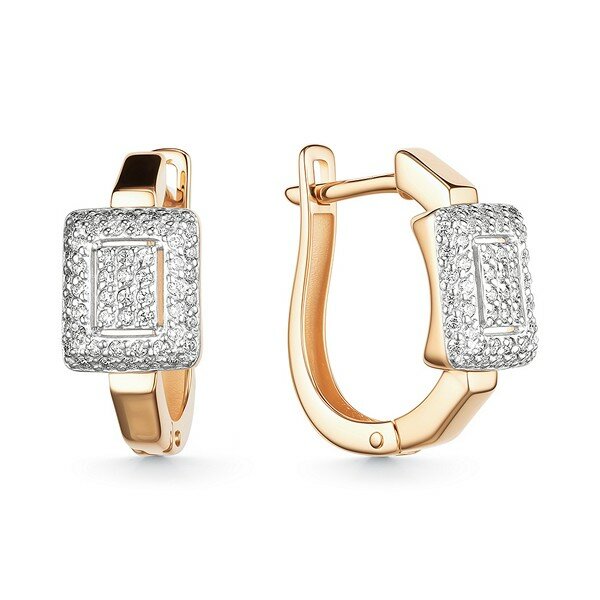 Серьги, красное золото, 585 проба, фианит