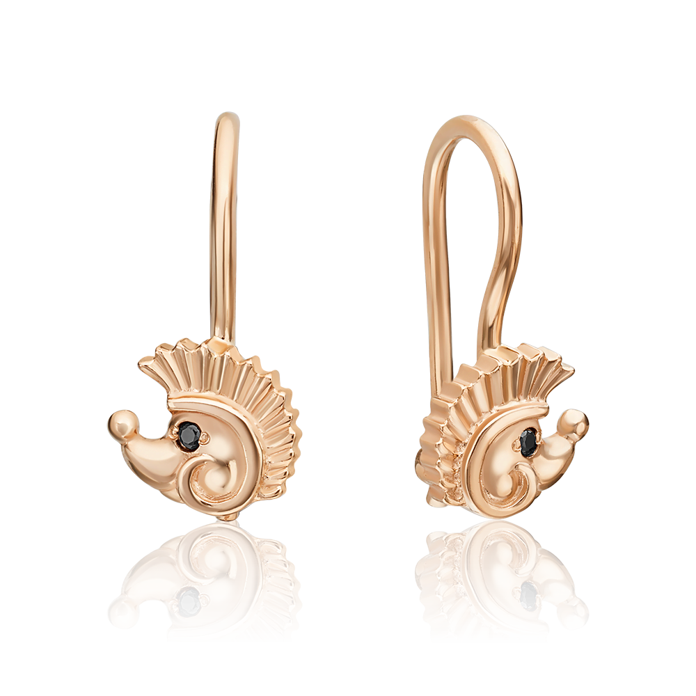 Серьги, золото, 585 проба, фианит