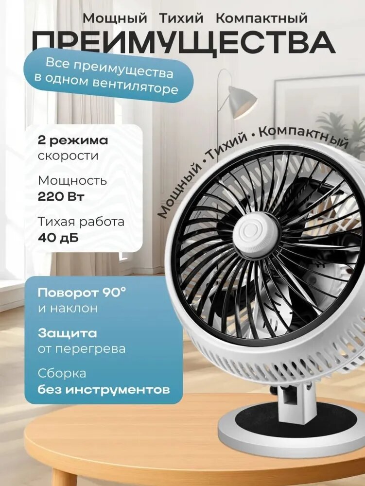 Настольный вентилятор 0414ASSS, белый, черный
