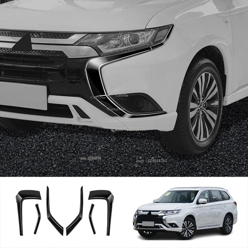 Черные передние противотуманные фары для Mitsubishi Outlander 2016-2021, накладка на переднюю фару, наклейки на радиатор гонок, Аксессуары для автомобилей