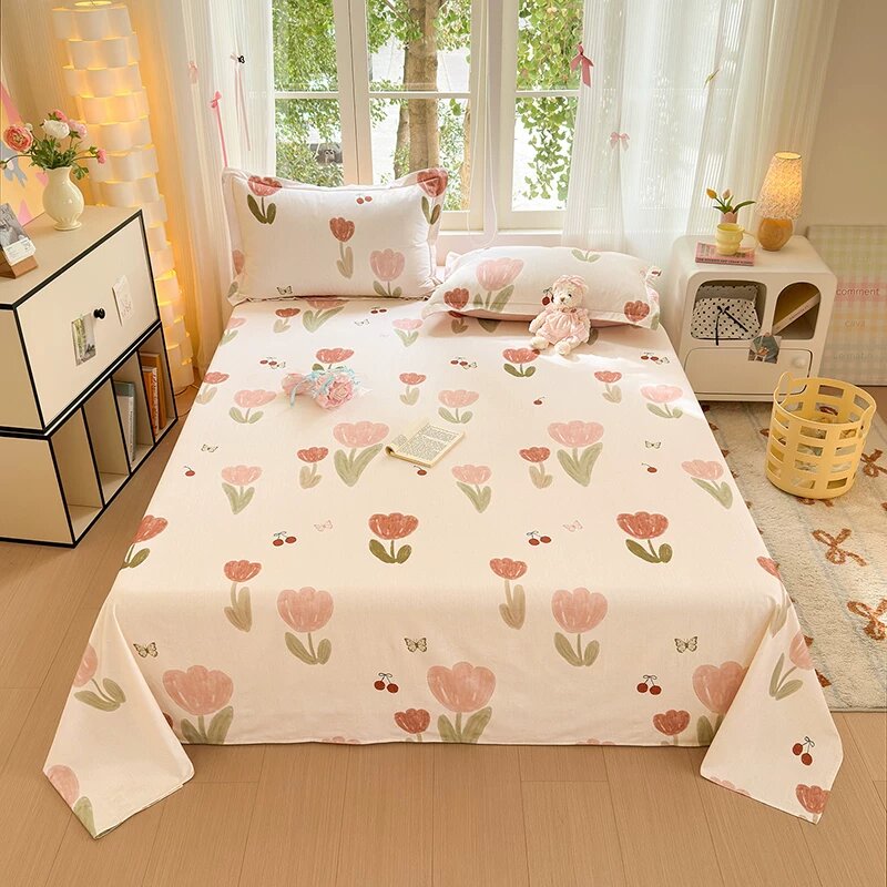 MUJI Butterfly Melody Pink 100% хлопок утолщенный брюшный комплект простыней 250x245см с 2 наволочками