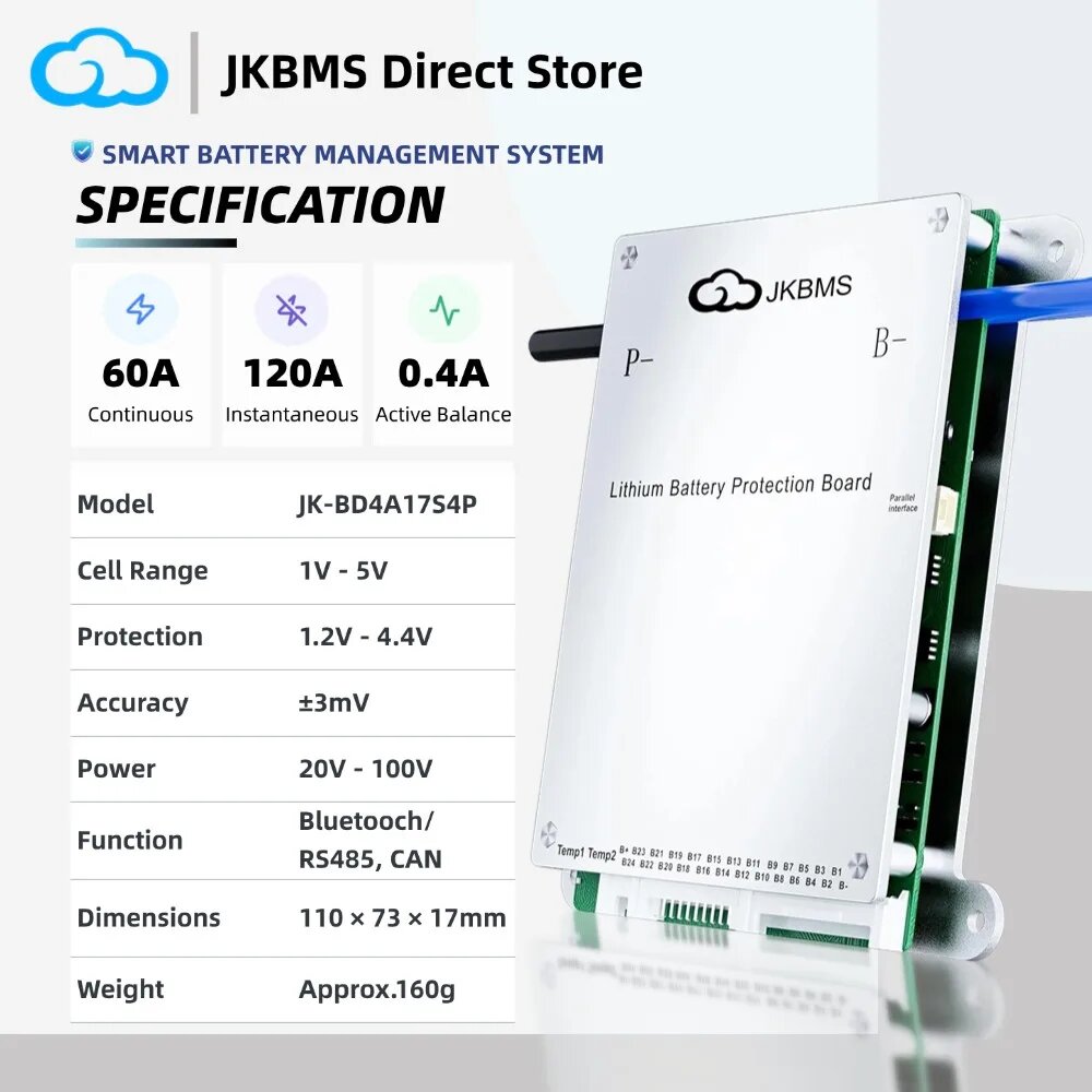 JIKONG Smart BMS для литиевых аккумуляторов JK-BD4A24S4P JK-BD4A17S4P