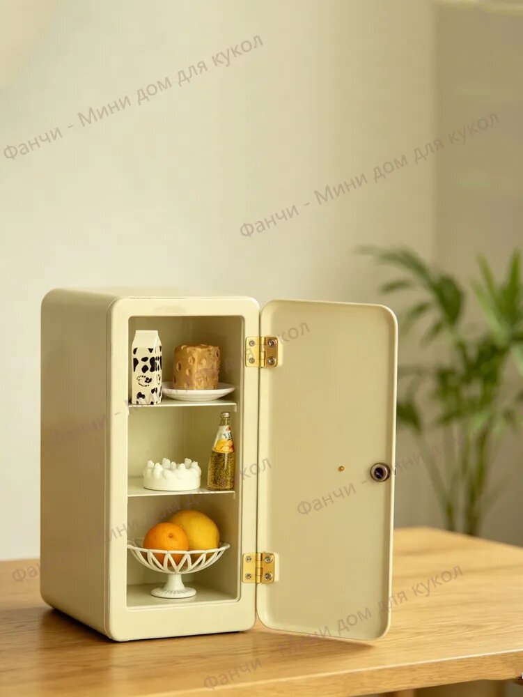 Металлический мини-холодильник, 2 цвета, миниатюрная мебель для кухни кукольного домика
