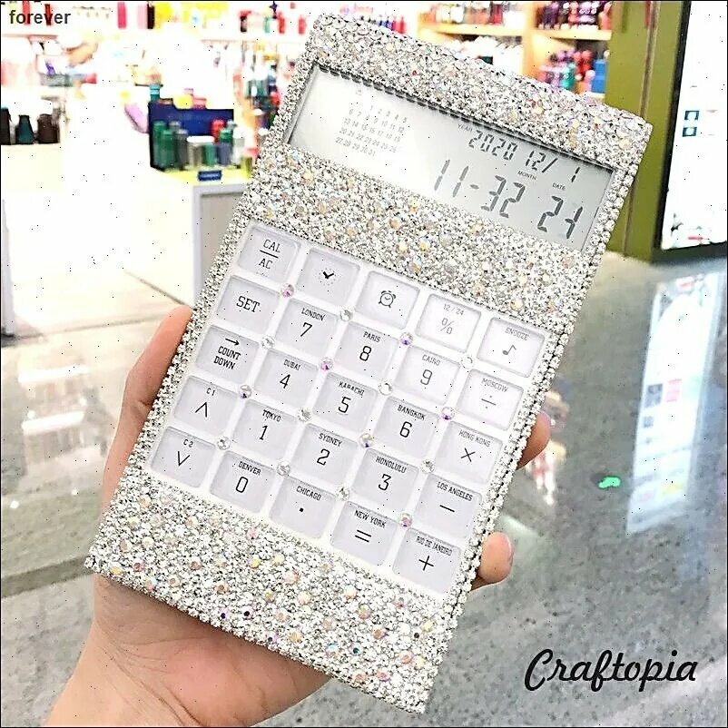 Калькулятор Со Стразами, Стандартный Настольный С ЖК-Дисплеем