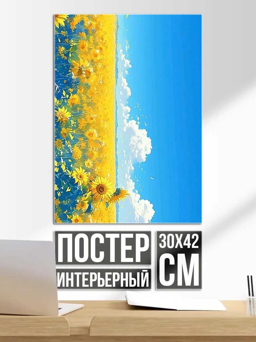 Плакат постер Поле подсолнухов