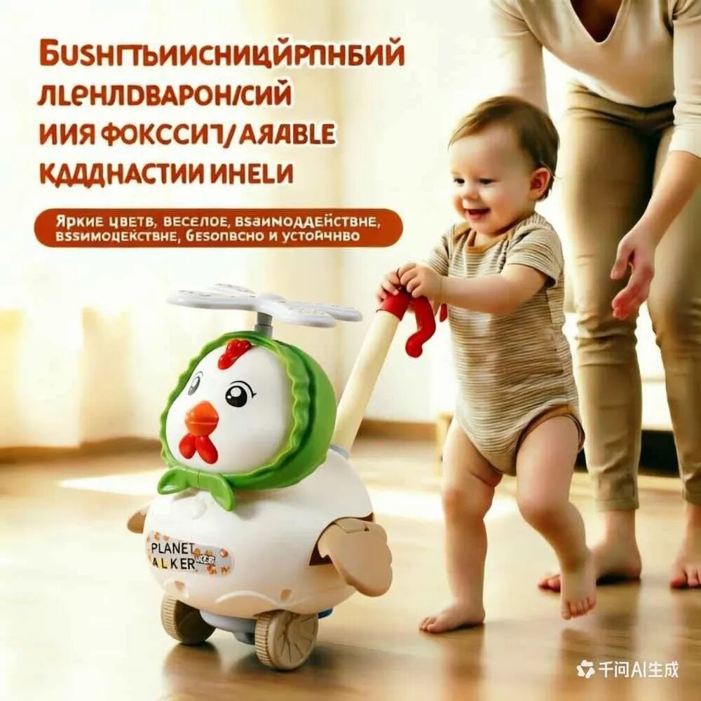 Детская каталка-паровоз на палочке