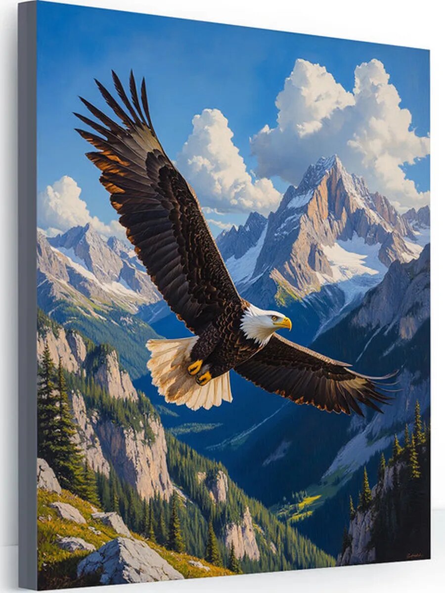 Картина по номерам "Горный орел", на холсте на подрамнике, 40 x 50 см