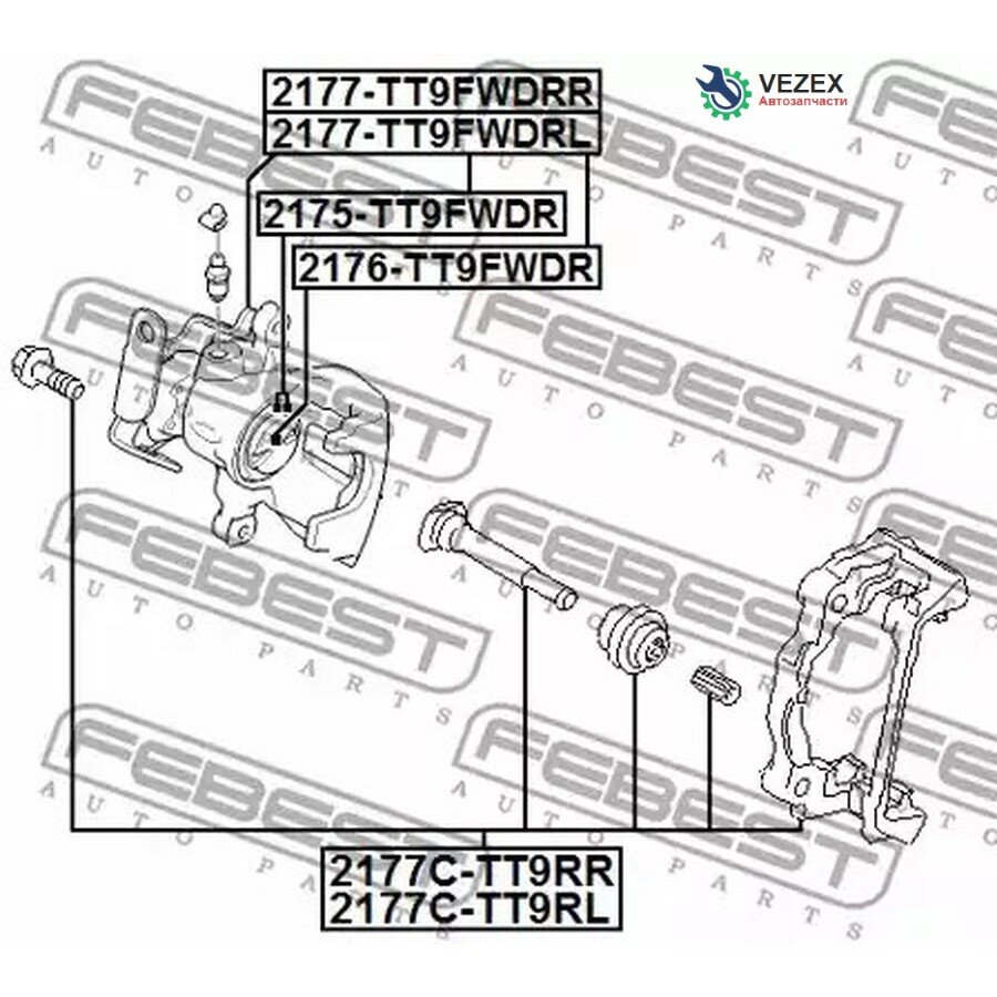 FEBEST 2176-TT9FWDR Поршень суппота задний FORD TRANSIT TT9 2006-2013 2176-TT9FWDR