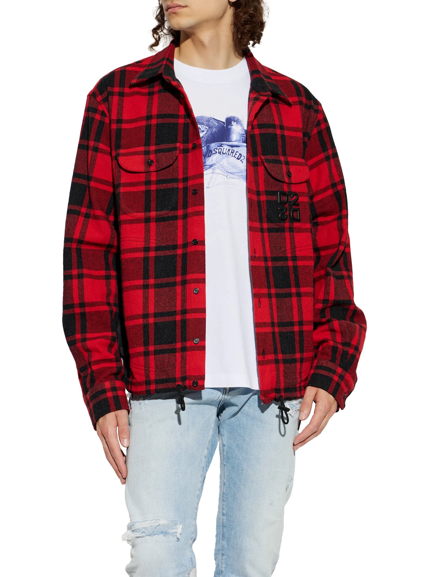 Куртка DSQUARED2 Hybrid logo-patch shirt jacket, размер 54 — фото 1