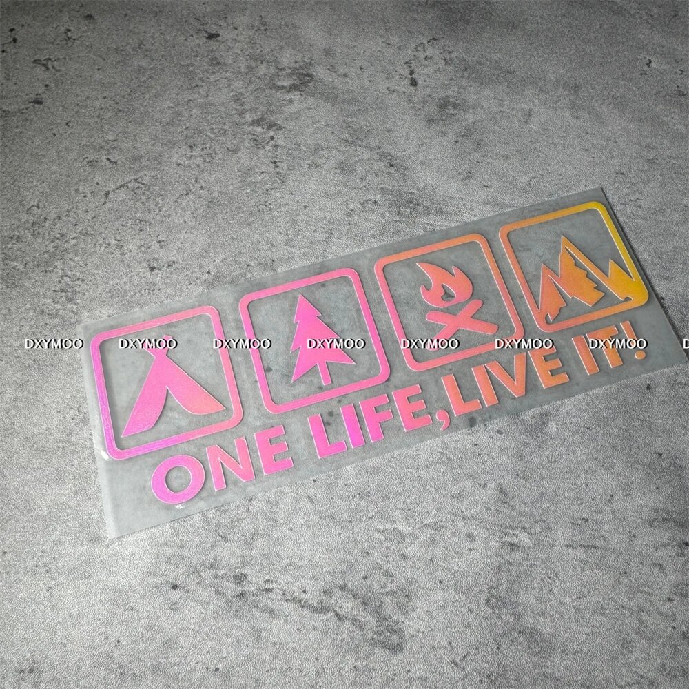 Одна жизнь Live It Кемпинг Открытый энтузиаст Автомобильная наклейка Wild rainbow laser, 30x10cm