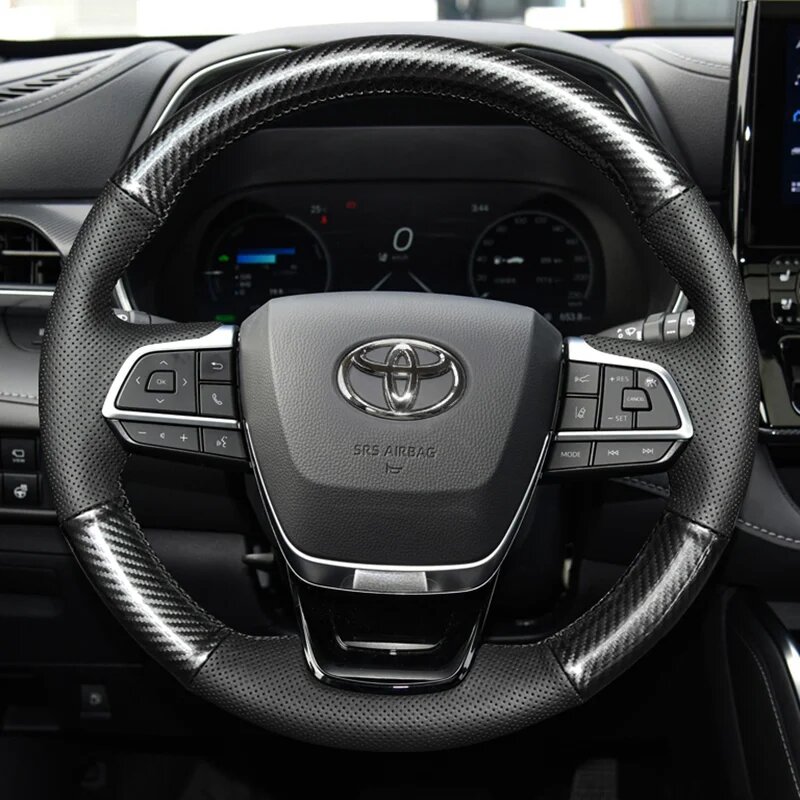 Оригинальная Кожаная задняя крышка из углеродного волокна для Toyota Sienna Highlander 2020-2022 Highlander, гибридная рулевая накидка