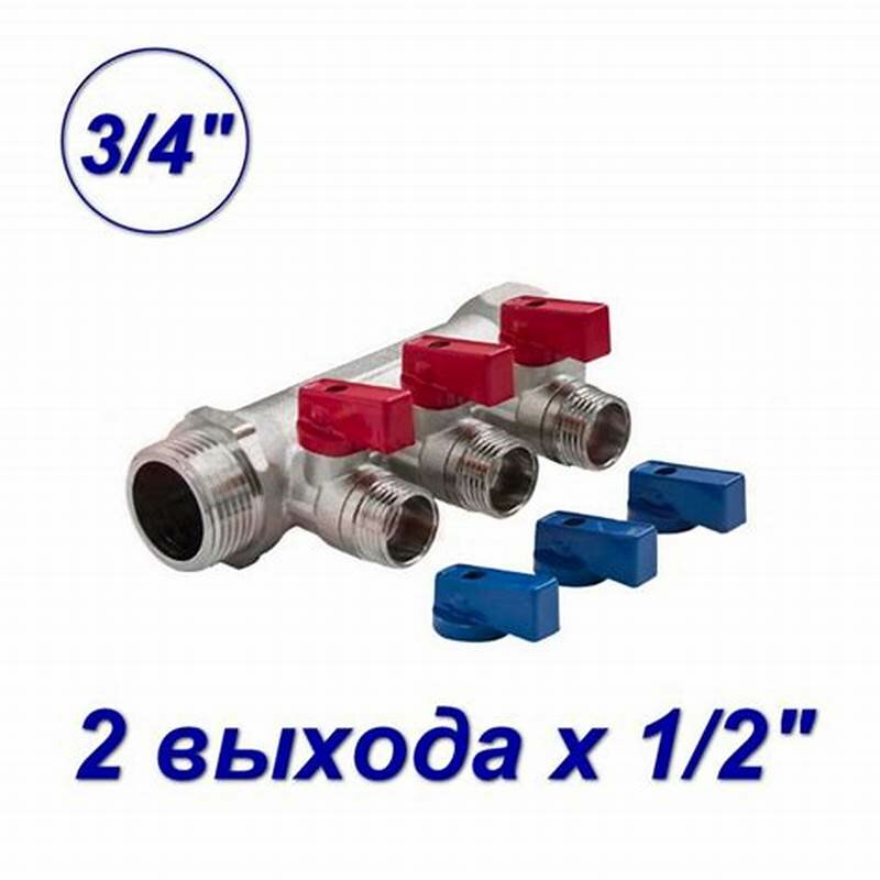Коллектор с отсечными кранами, 40 внутренняя × 2 выхода × 20 внутренняя (25 коробок / 1 упаковка)