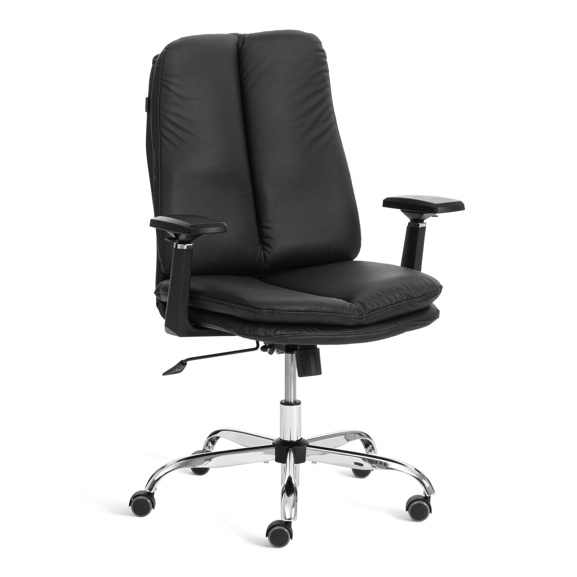 Кресло компьютерное офисное TetChair, хром крестовина, поворотные подлокотники 3Д, экокожа черная