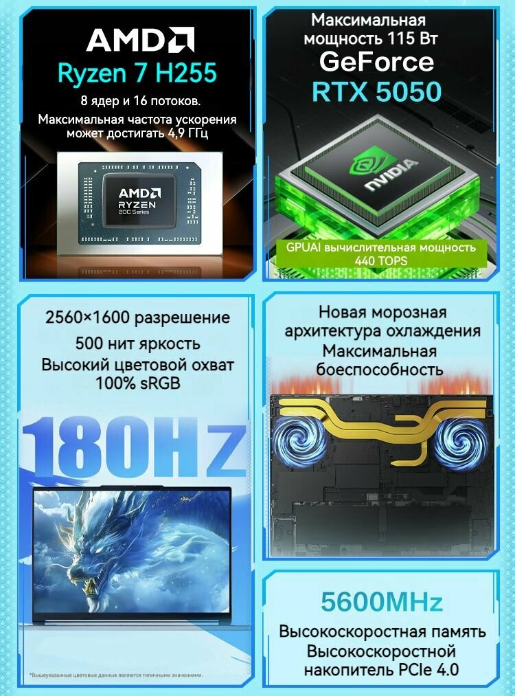 Игровой ноутбук MECHREVO JiaoLong 16Pro, R7-H255, RTX5050, 16ГБ/512ГБ, Русская раскладка — фото 1