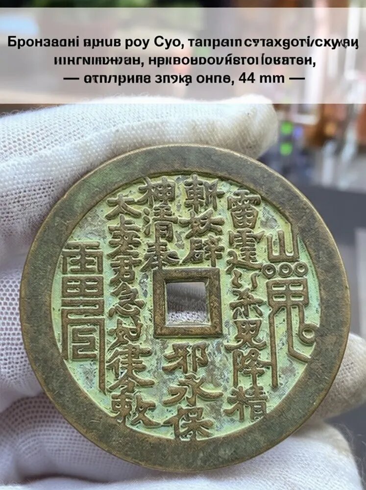 Китайская бронзовая монета-талисман Шань Гуй с даосскими рунами и красной краской циннабарь амулет на защиту и удачу
