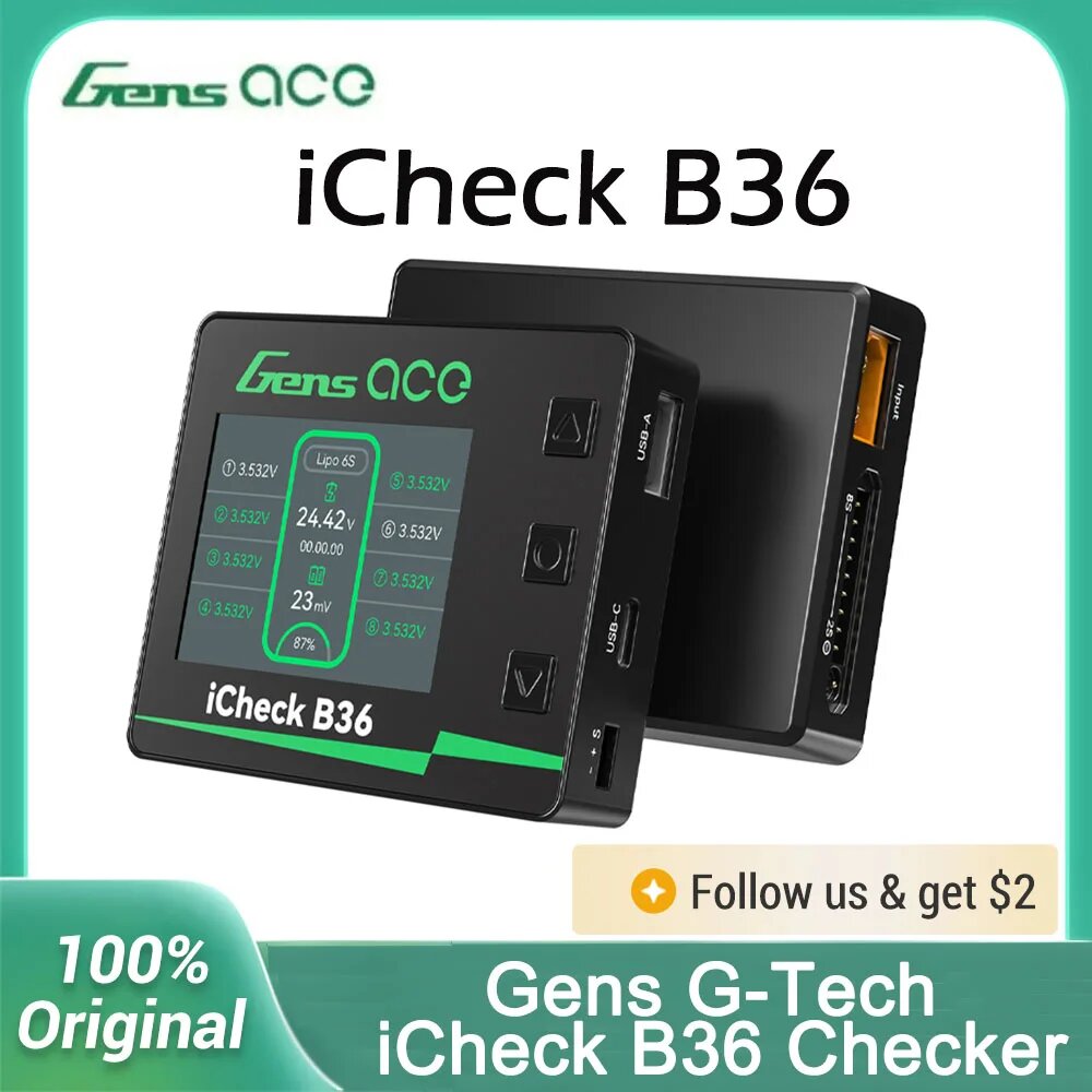 RADIOMASTER Gens ACE iCheck B36 умный тестер аккумуляторов 2PCS