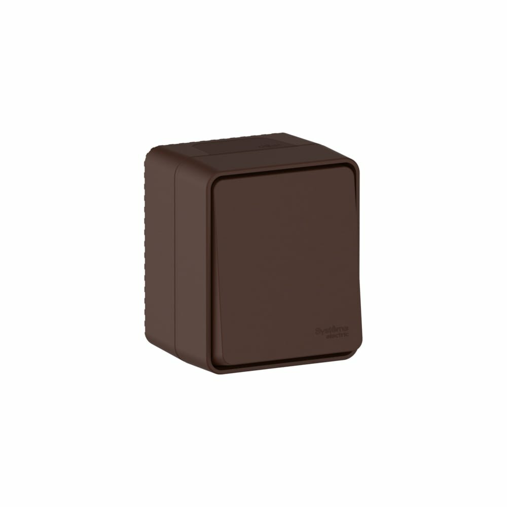 Выключатель 1-клавишный кнопочный Systeme Electric AtlasDesign Profi IP54, 10 АХ, открытой установки, Коричневый ATN546015 — фото 1