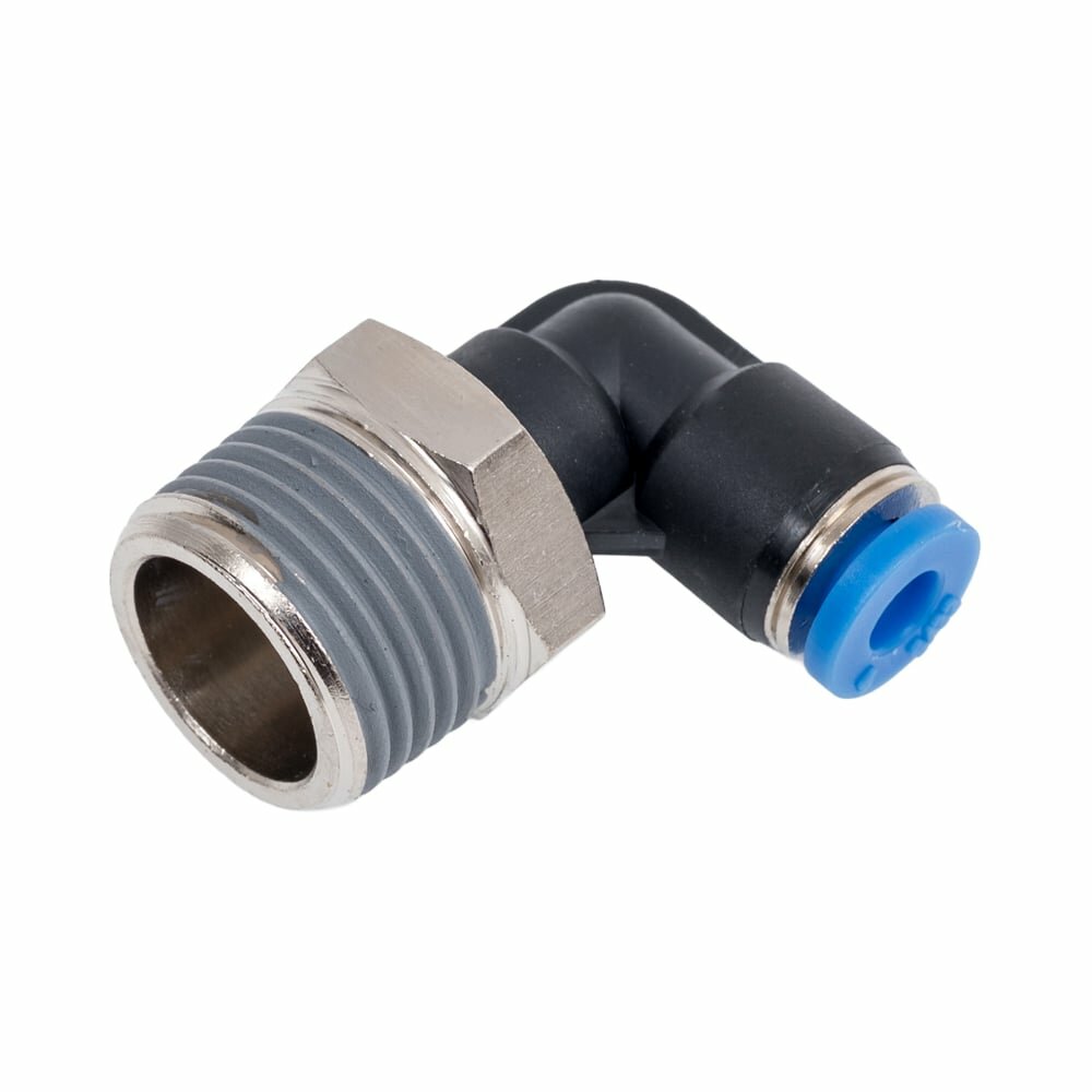 Пневмофитинг цанговый L-образный HIMPT PL 4-03, с наружной резьбой R3/8 00-00012567