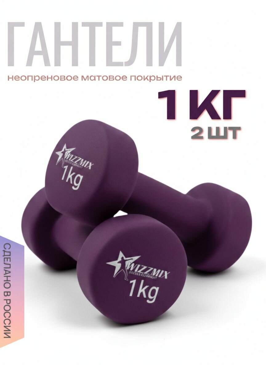 Гантели 1 кг 2 шт в наборе. общий вес 2 кг