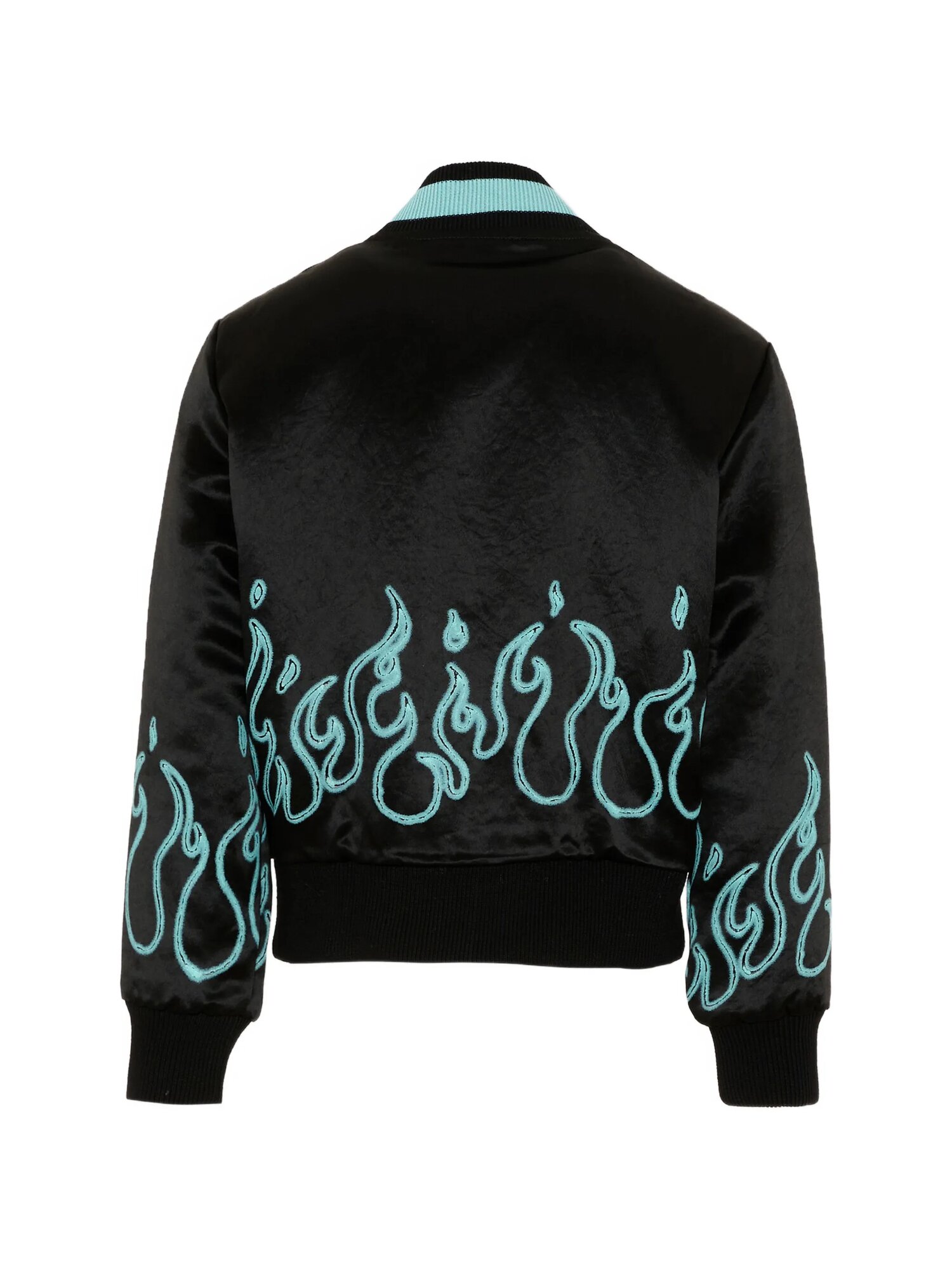 Бомбер AMIRI Embroidered flame-print bomber jacket, размер 6 лет, черный/серый металик — фото 1