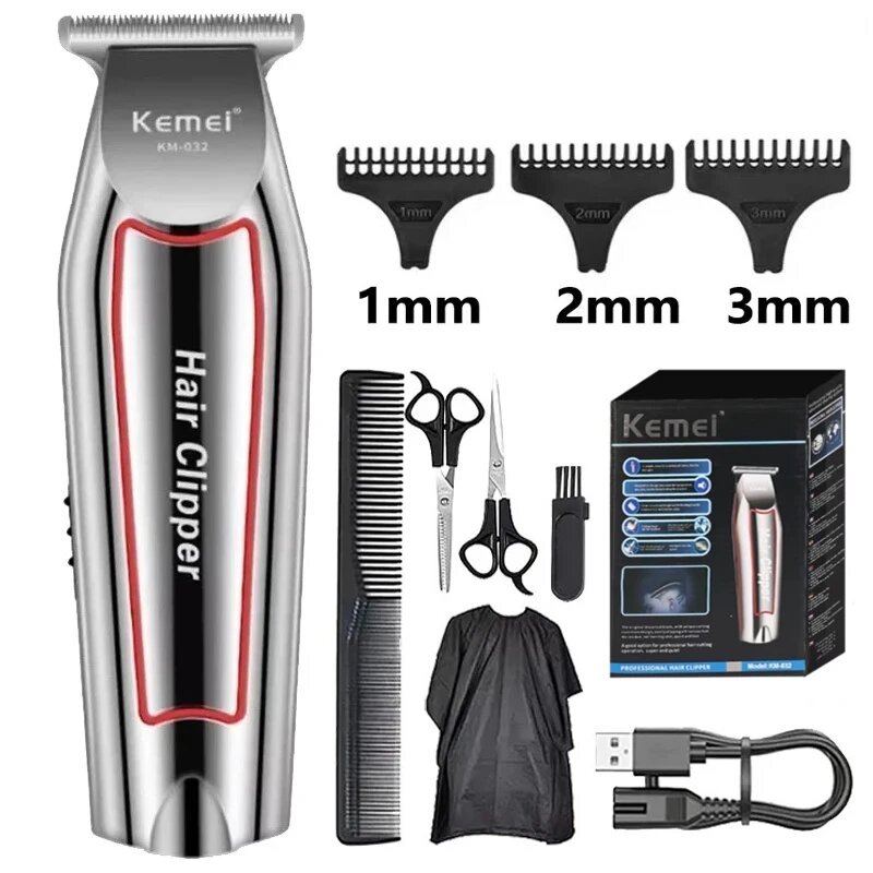 Kemei KM-032 Электронный Триммер для бороды Серебристый