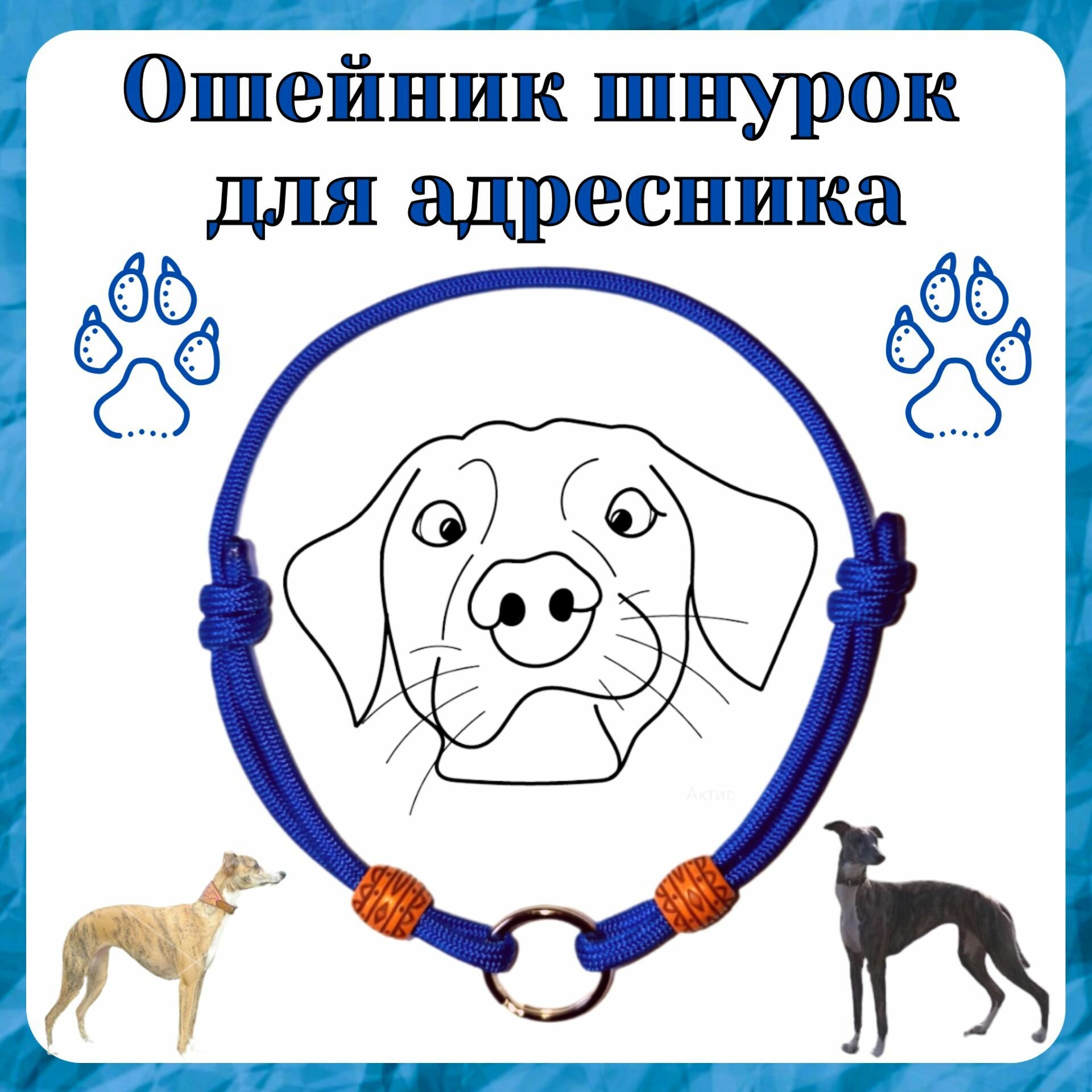 Ошейник шнурок для адресника для кошек и собак из паракорда My vippet