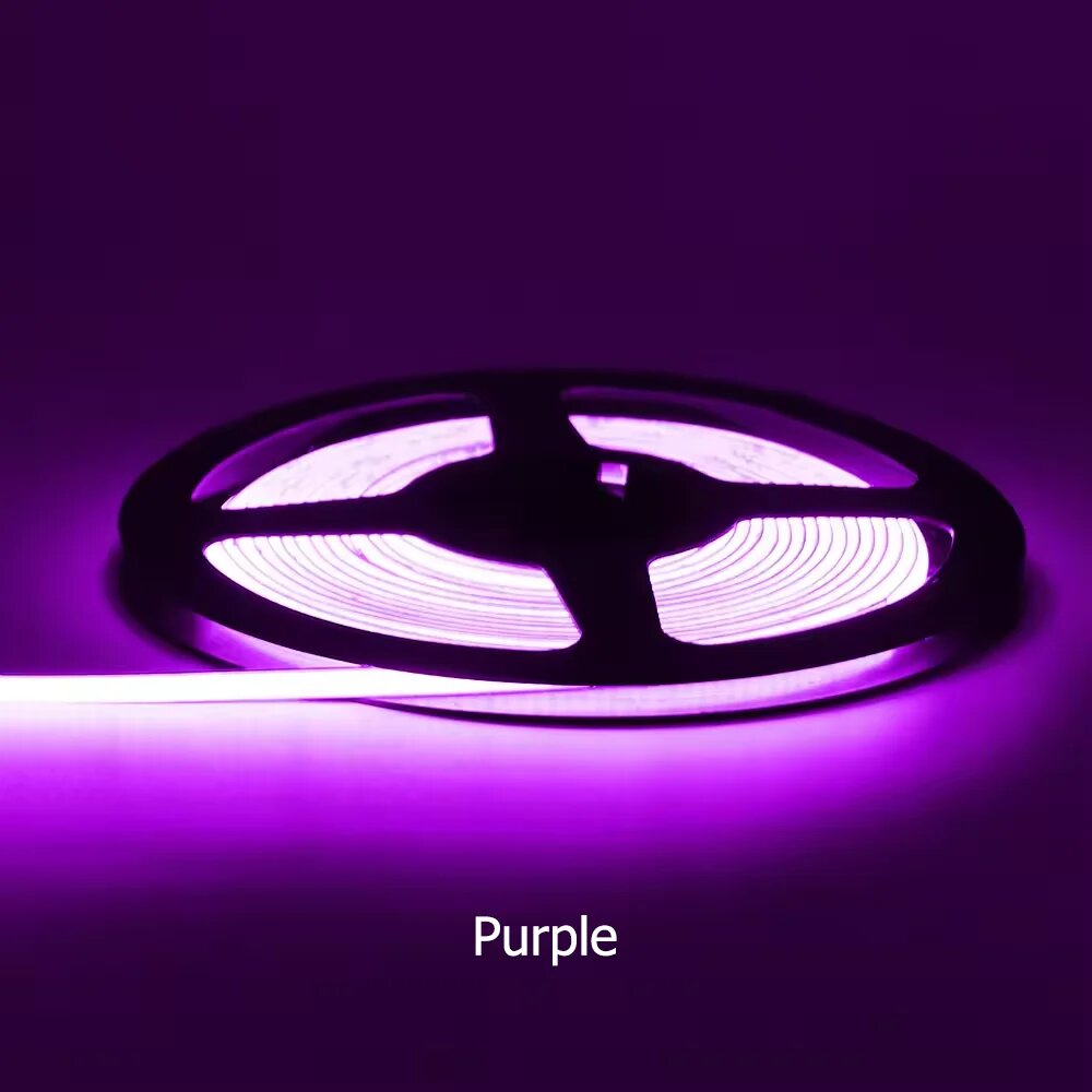 Светодиодная лента pisin COB 5м 12В/24В ледяной синий Фиолетовый, Purple, 5mm 400LEDs-m, DC12V