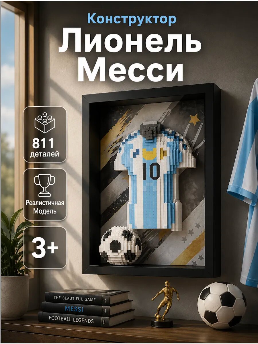 Конструктор Лионель Месси футболка в рамке