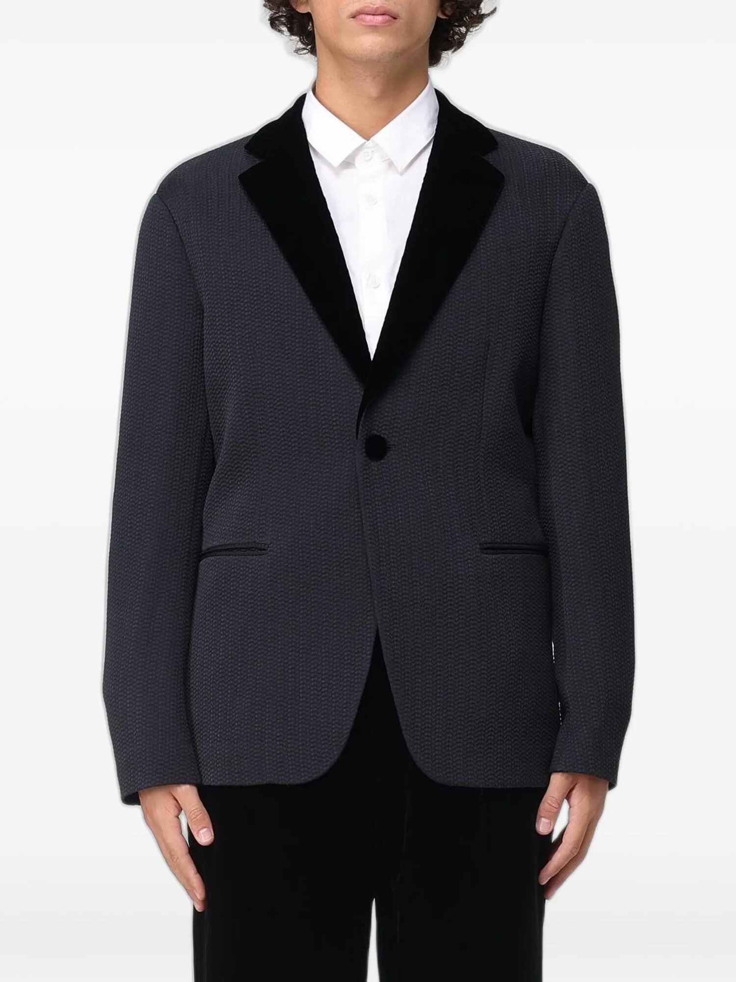 Пиджак Contrast-lapel textured-finish blazer