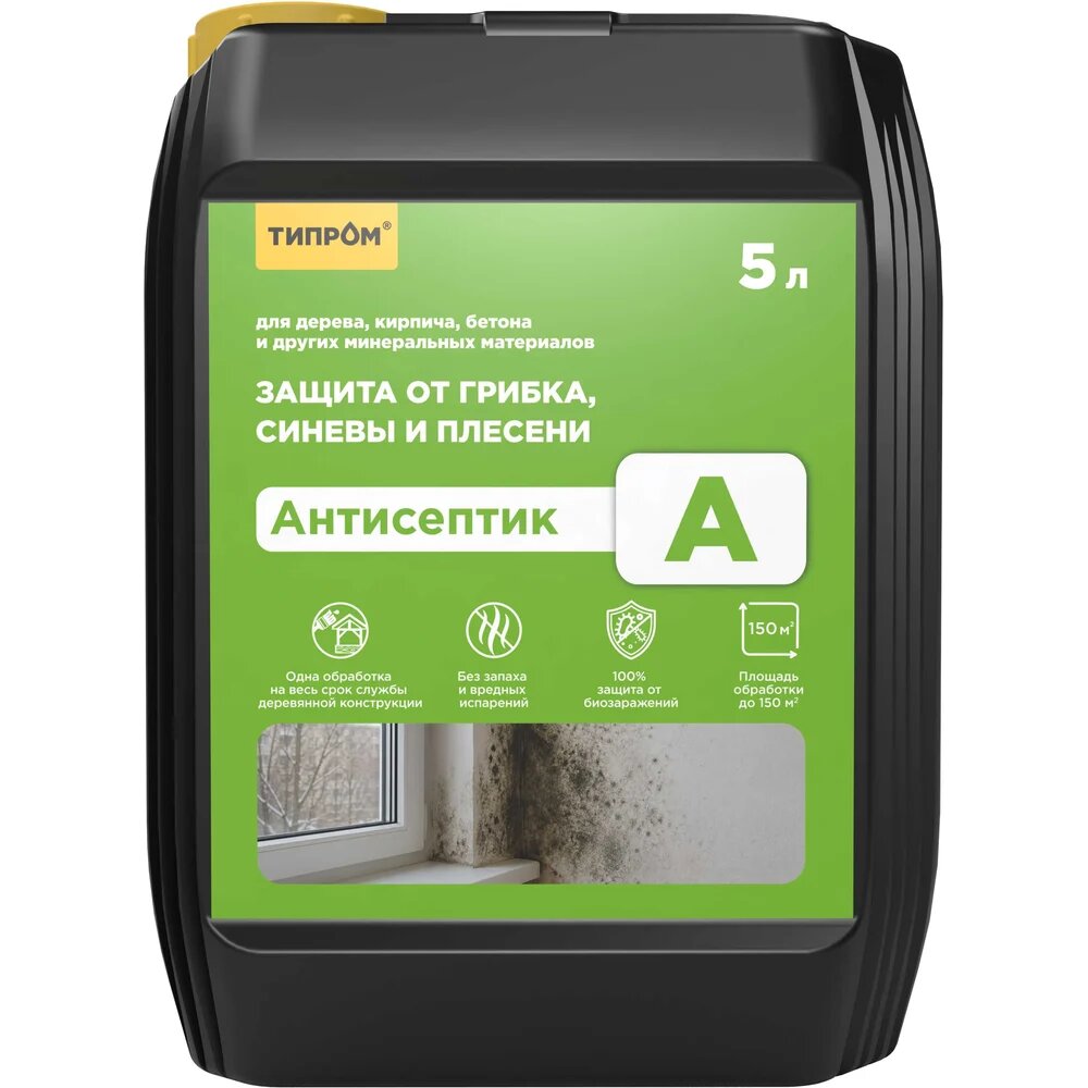 Невымываемый антисептик для дерева, камня, бетона Типром А 5 л RM000007714 эффективной работы