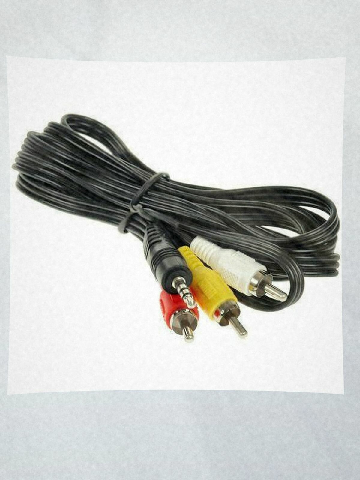 Аудиокабель, разъем jack 3.5 мм-3RCA, цвет- черный, полезный