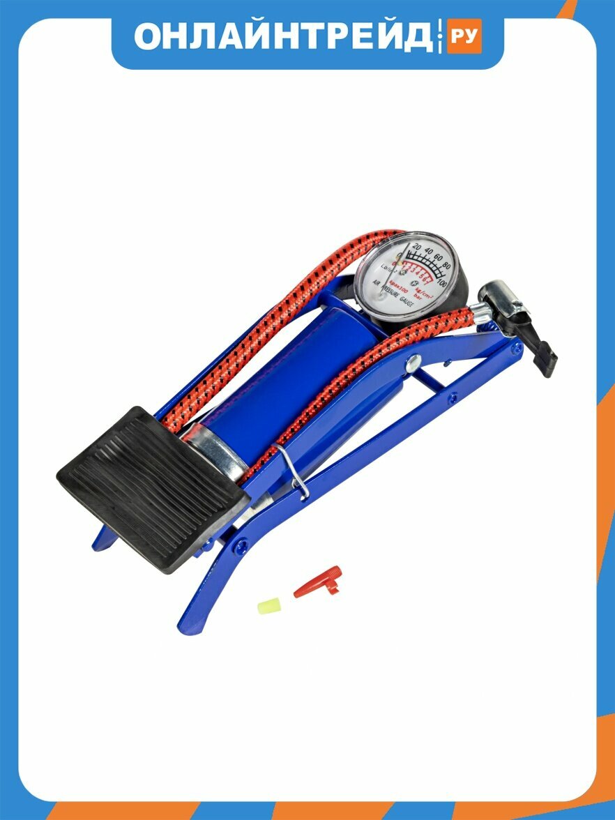 Насос велосипедный Bike Parts с манометром BOX 55х100, сталь. авто/вело ниппель