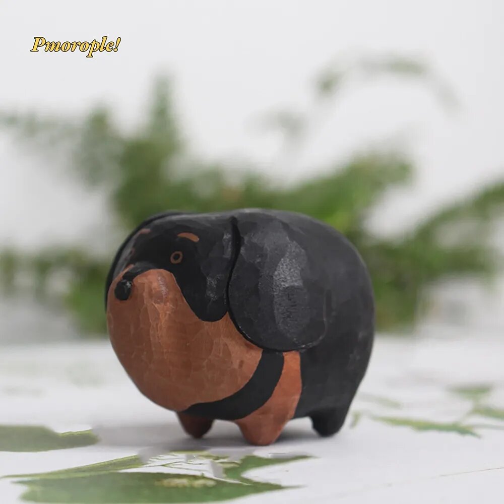Фигурка декоративная такса, ручная работа, дерево, 7х5х5 см