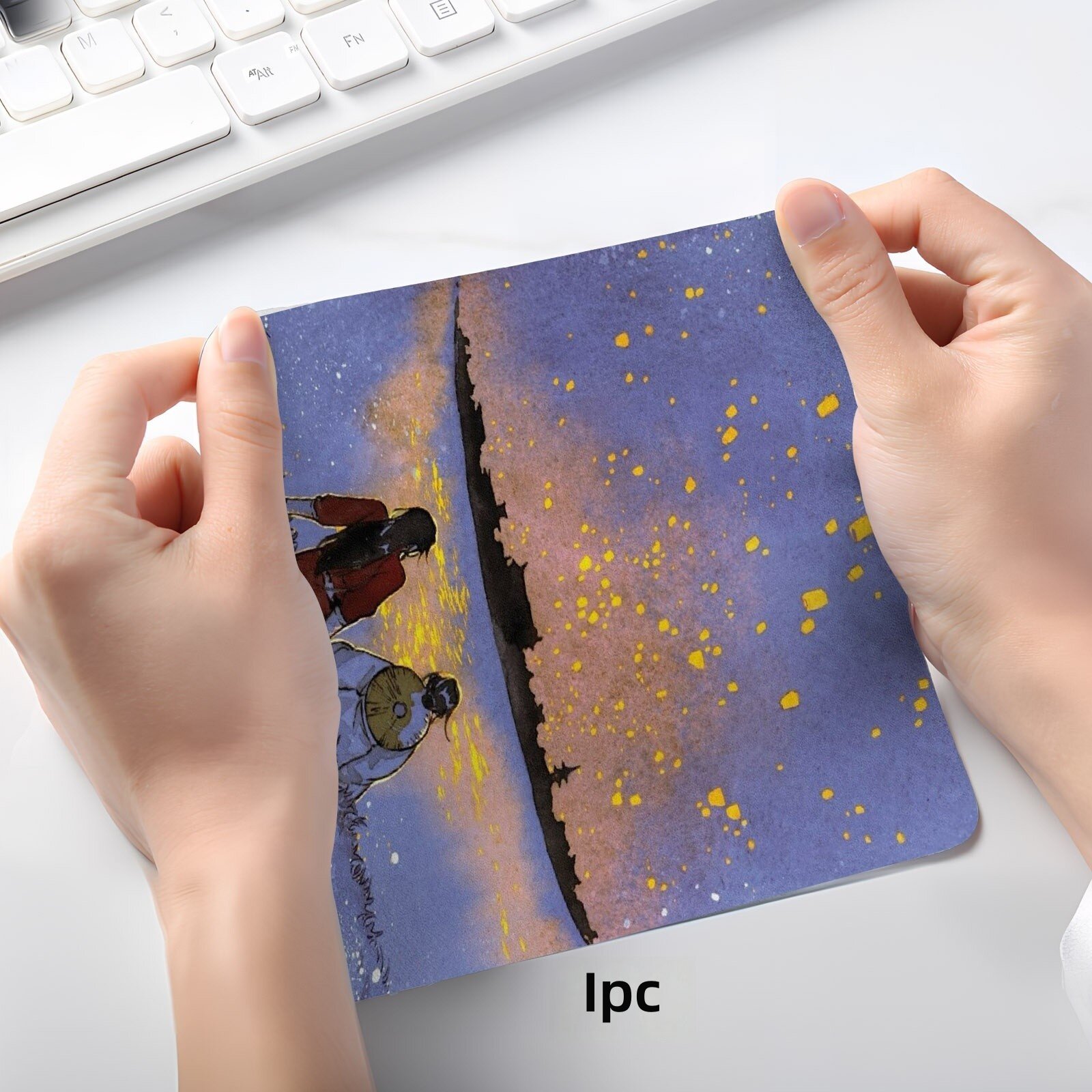Многоразовая салфетка для очистки из полиэстера, 15x18 см, односторонняя, с дизайном ночного неба и небесными фонариками, для очков, смартфонов, экранов, линз и электроники.