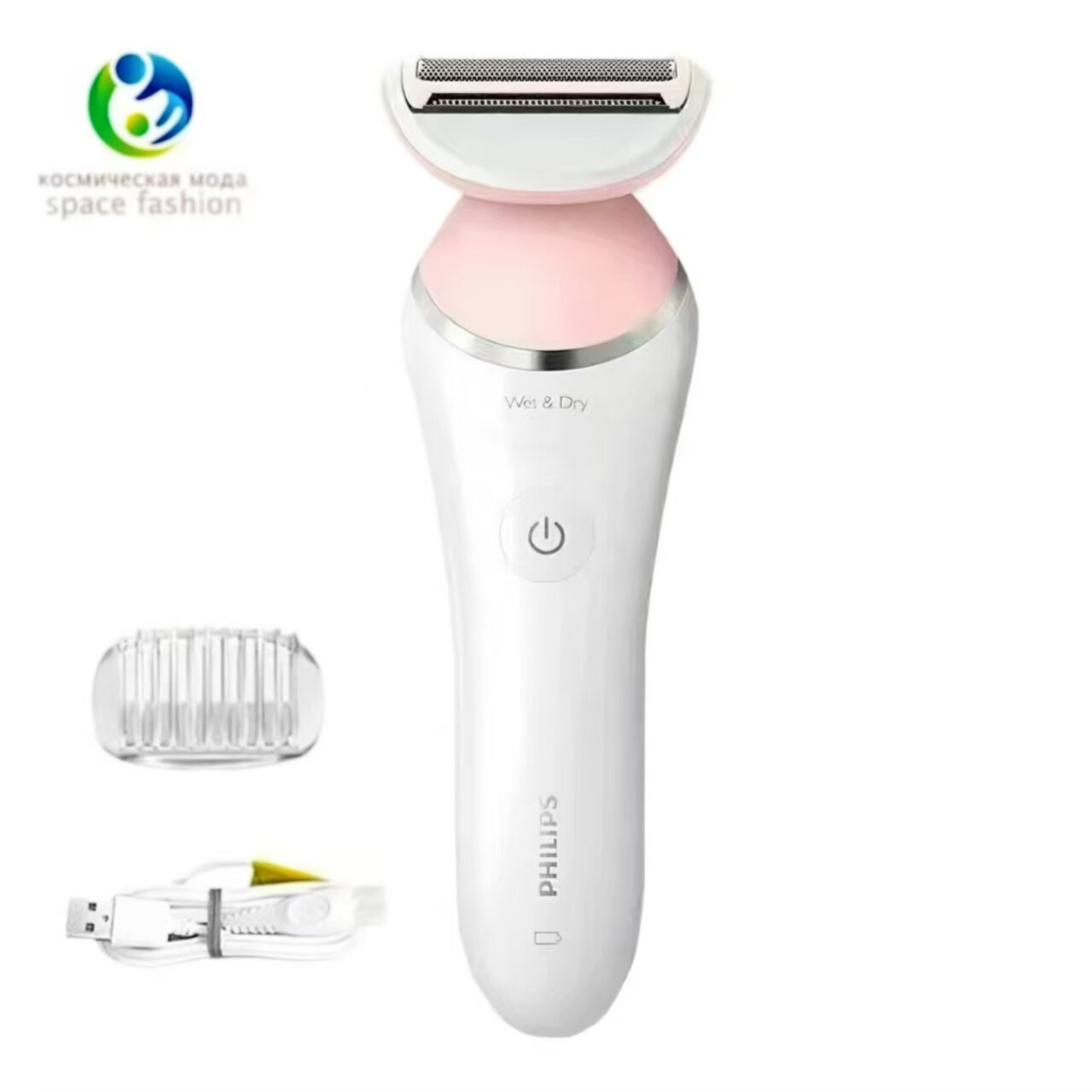 Philips Ladies подходит для влажной и сухой электробритвы для всего тела (Цвет товара: светло-розовый, белый)