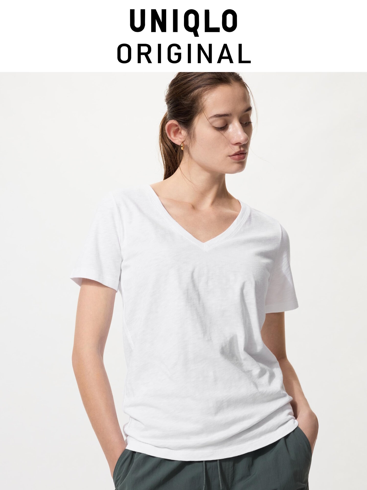 Футболка Slub Cotton V-Neck T-Shirt