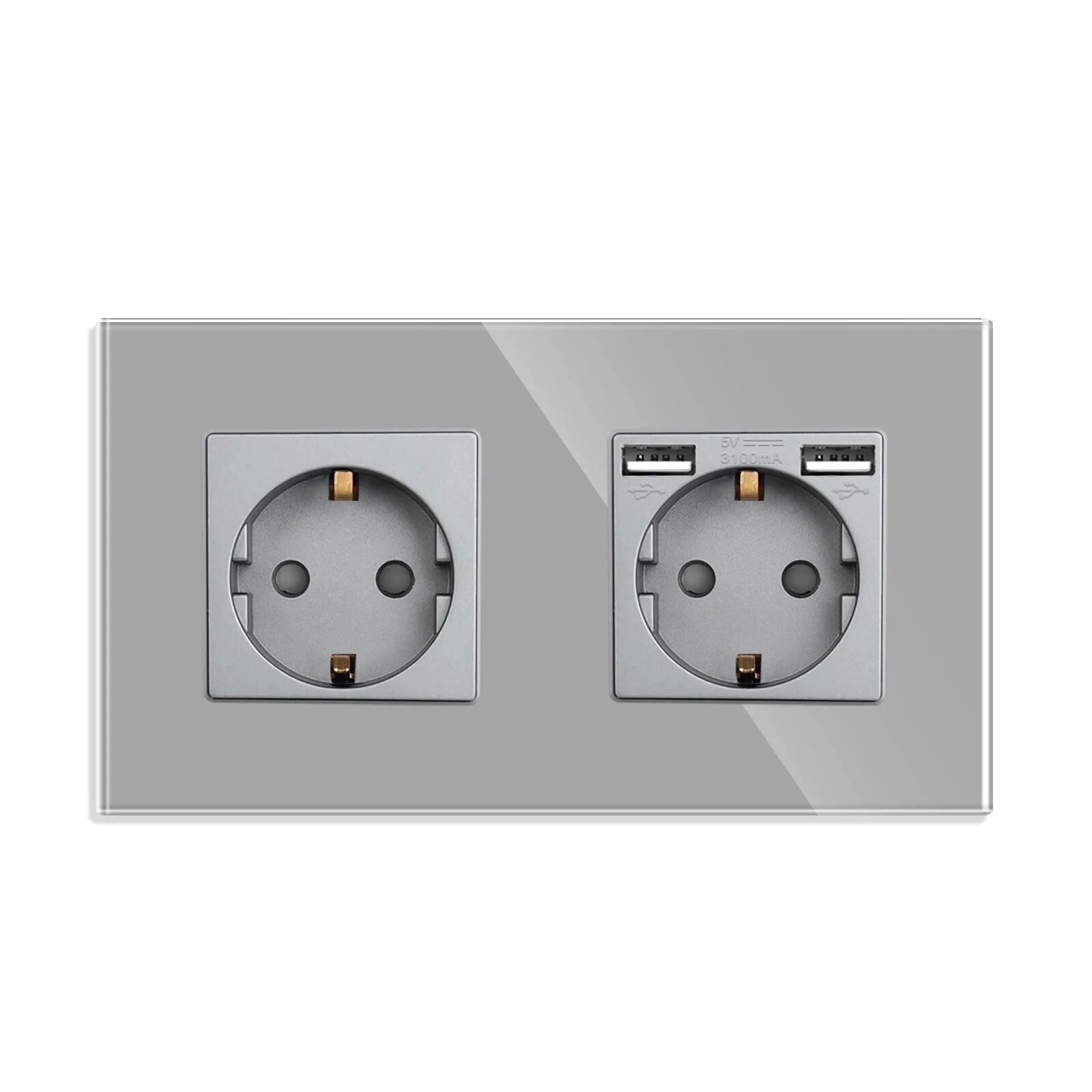 Розетки с USB-портом типа A, стандартная розетка для ТВ, электрическая розетка для интернета, переменный ток 110 ~ 250 В, стеклянная панель, настенная розетка, USB-розетка европейского стандарта, Socket USB-A Socket