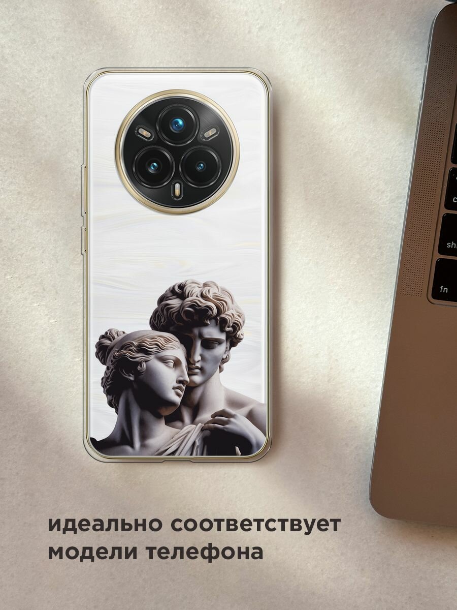 Чехол на Realme 14 Pro+ / Реалми 14 Про+ с принтом "Нежные скульптуры - 14 февраля", прозрачный — фото 1
