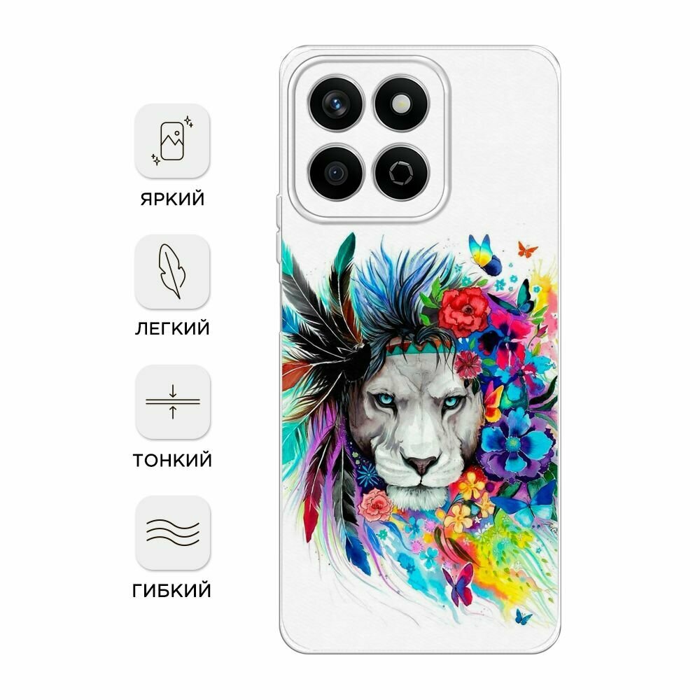 Силиконовый чехол на Honor X7c / Хонор X7c с принтом Акварельный лев — фото 1