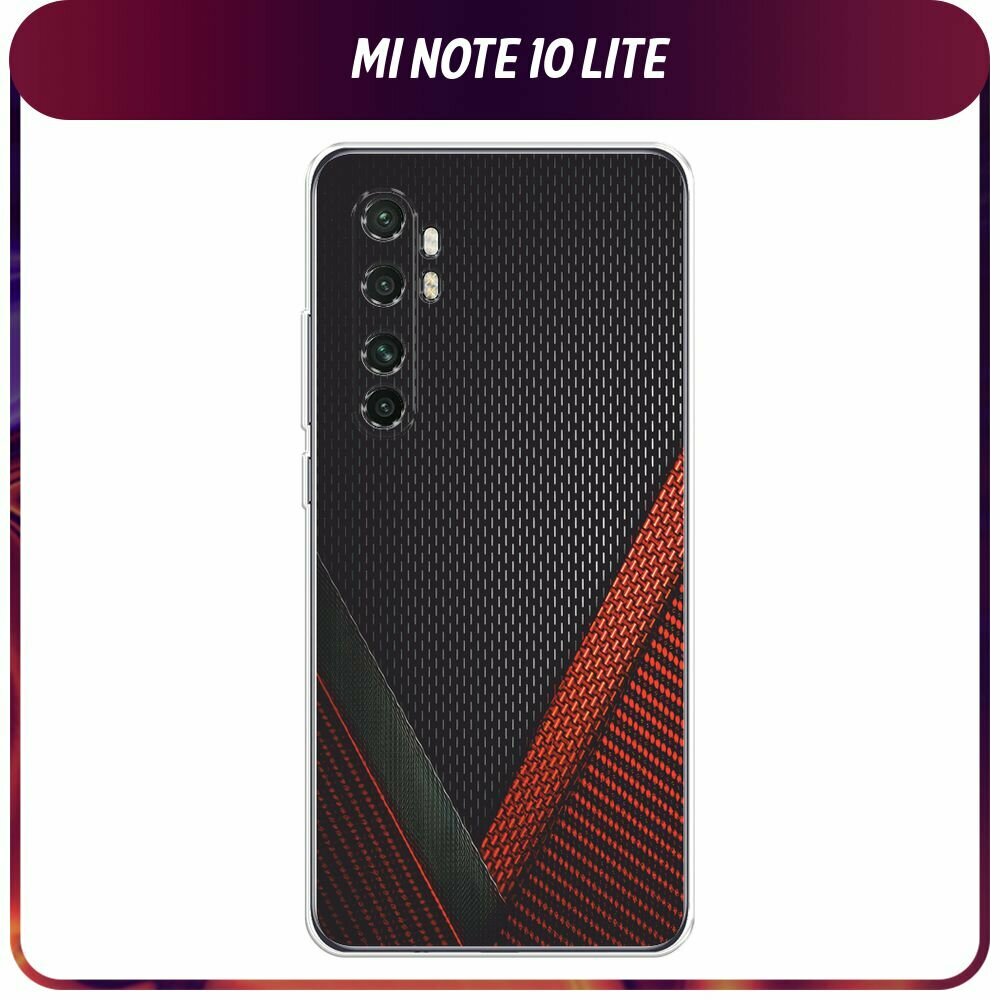 Чехол на Xiaomi Mi Note 10 lite / Сяоми Ми Нот 10 лайт с принтом "Красный карбон"
