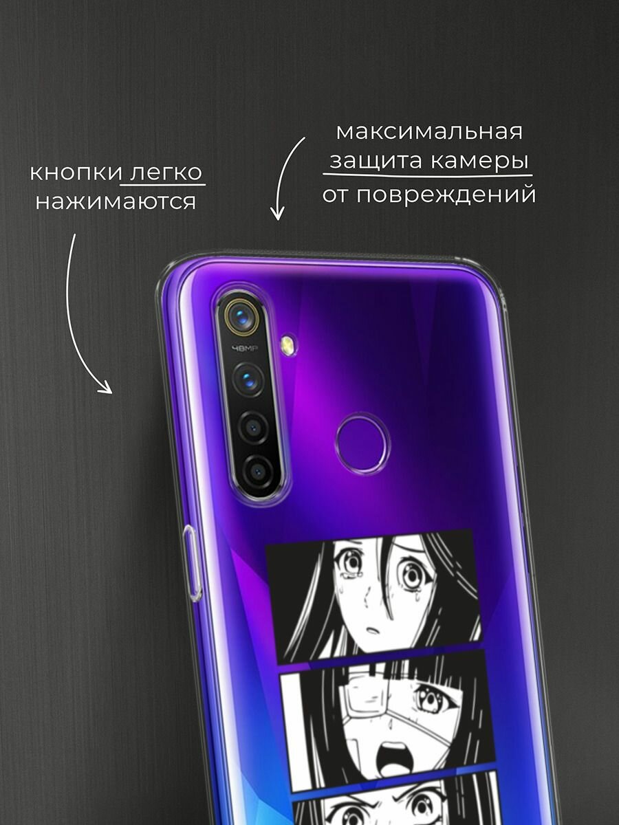 Чехол на Realme 5 Pro / Реалми 5 Про с принтом "Tokyo girls", прозрачный — фото 1