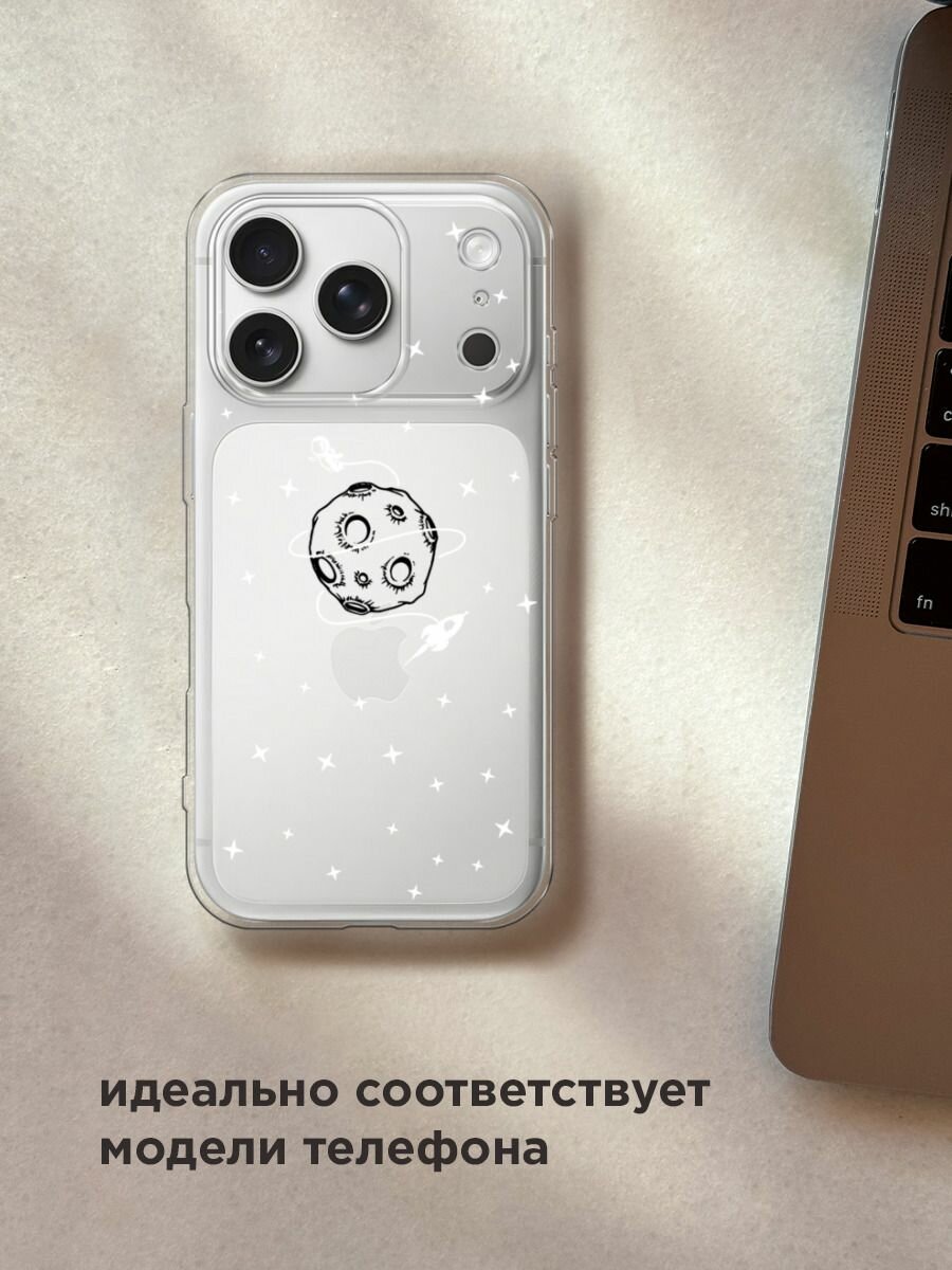 Чехол на Apple iPhone 17 Pro / Айфон 17 Про с принтом "Полет вокруг луны", прозрачный — фото 1