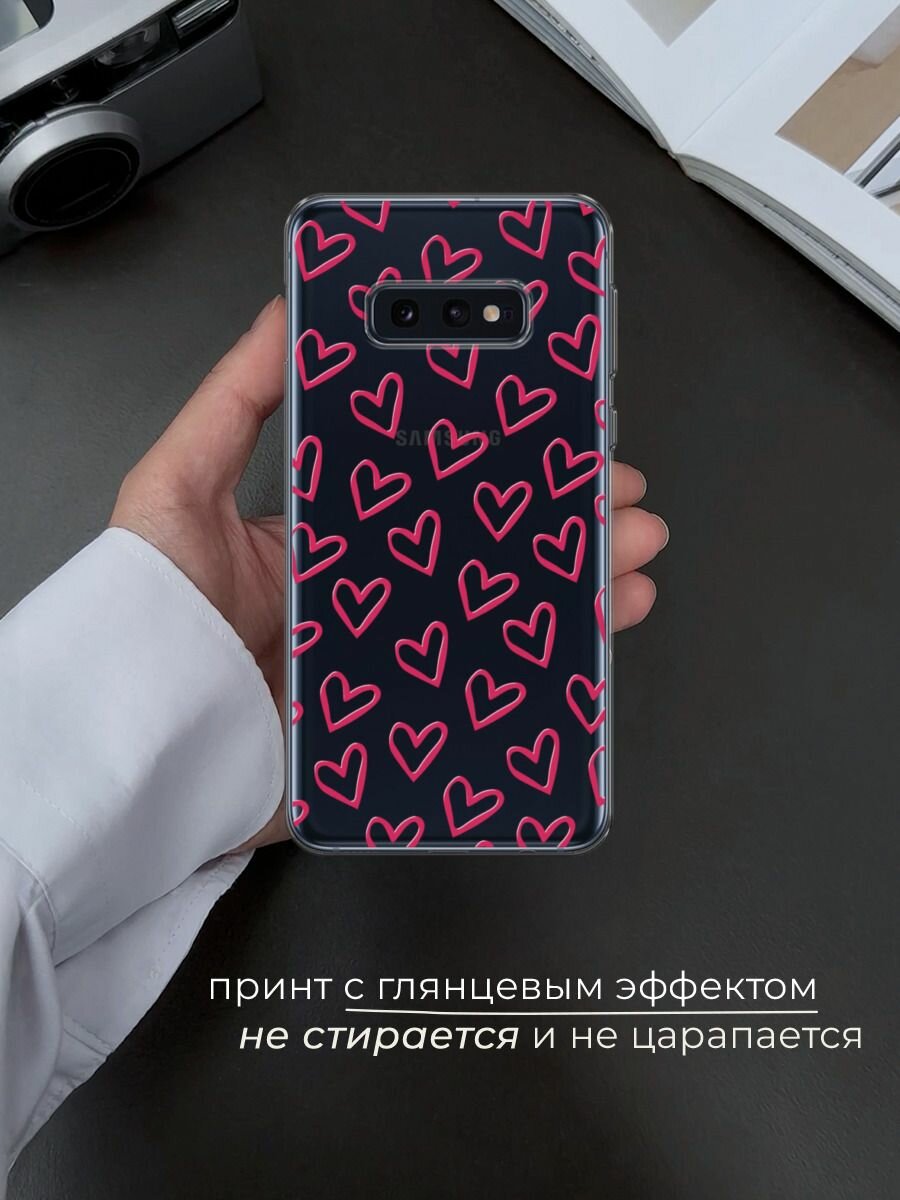 Чехол на Samsung Galaxy S10E / Самсунг Галакси S10E с принтом "Темные сердечки" — фото 1