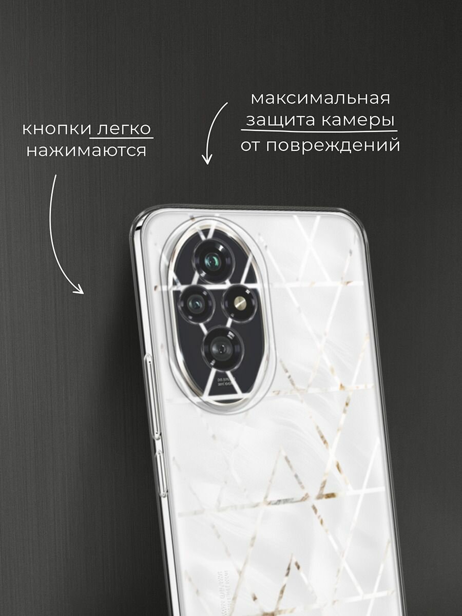 Чехол на Honor 200 / Хонор 200 с принтом "Треугольники трафарет", прозрачный — фото 1