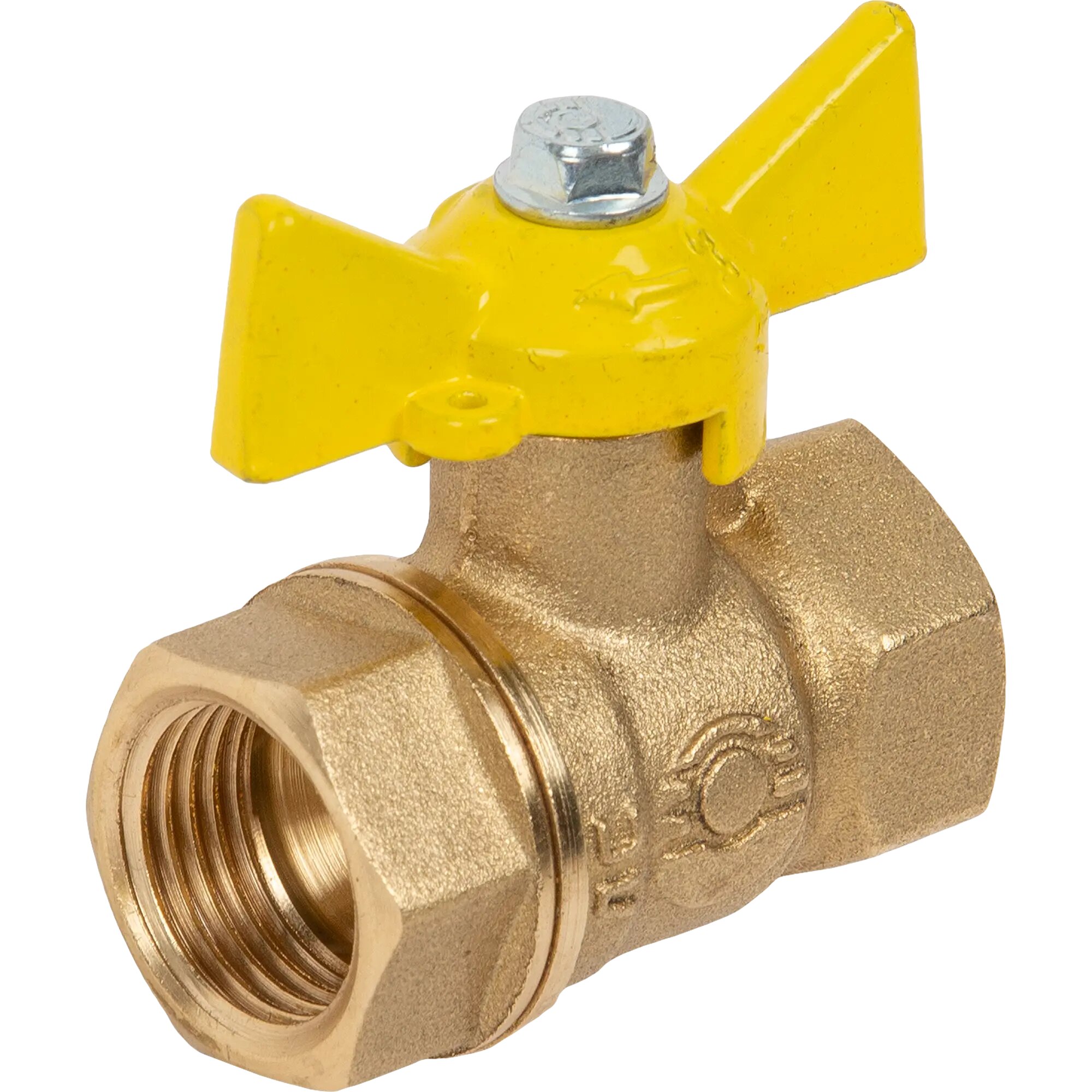 Кран шаровой газовый прямой DN15 PN40 1/2 ВР латунь ручка бабочка для газоснабжения